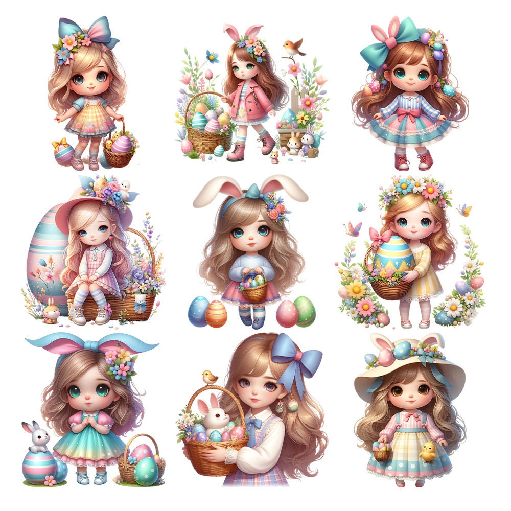 Easter Baby Girls Clipart PNG, Watercolor Easter Clipart, Pink Baby ...