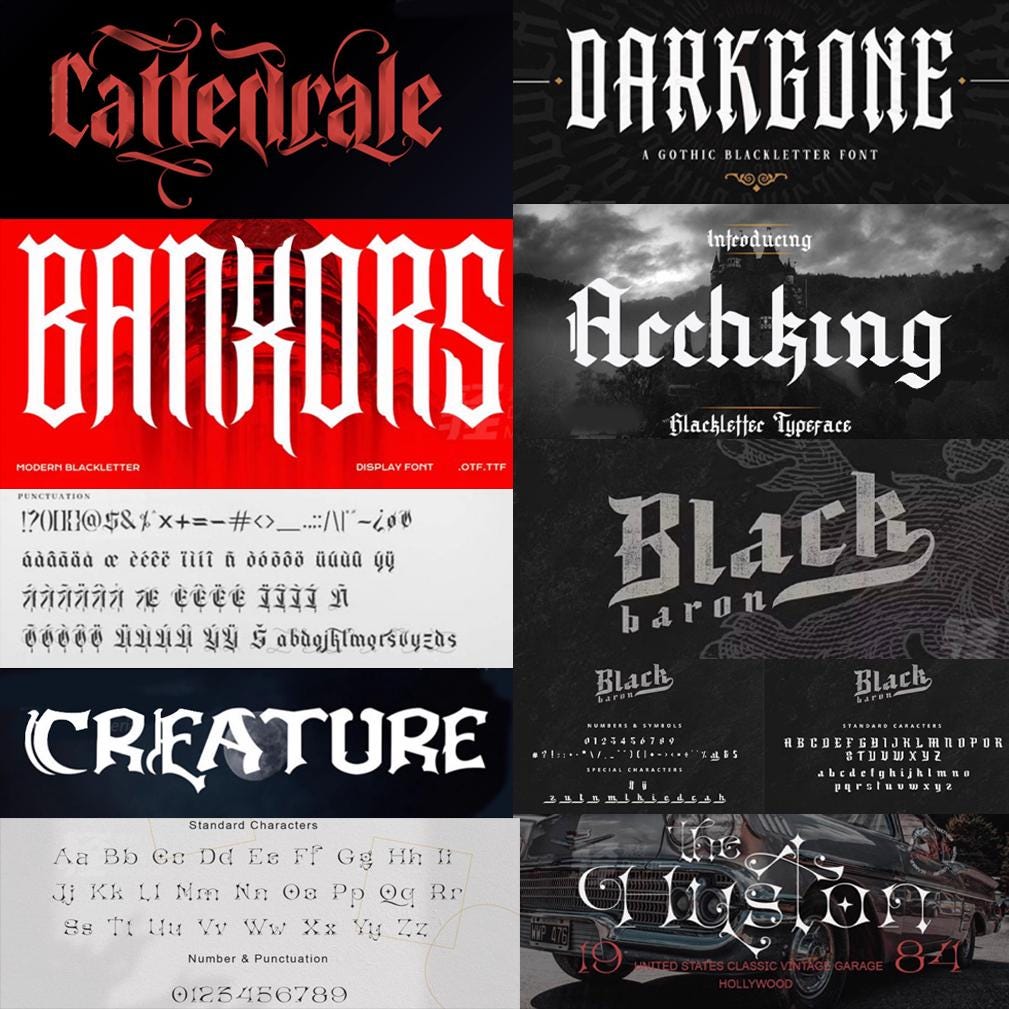 Gothic Dark Font Bundle, Designer OTF/TTF, LOGO Design Font ...