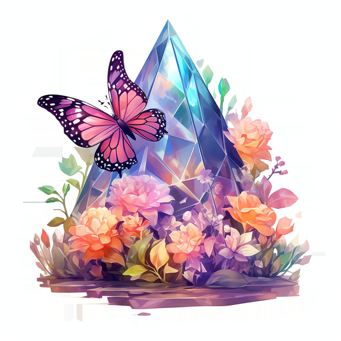 Crystal Butterfly PNG Clipart, Rhinestones Fantasy Graphics (digital ...