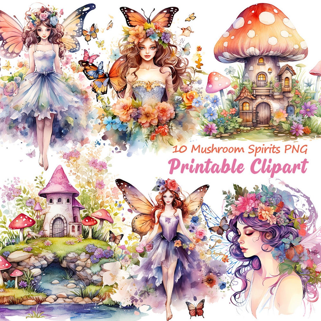 Fairy Garden Watercolour Clipart, Enchanted Forest Fairy PNG Bundle ...