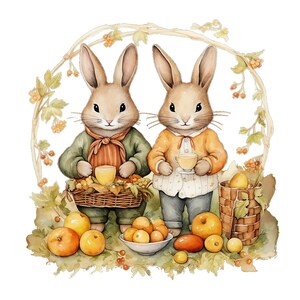 Pastoral Watercolor Bunnies PNG, Cute Bunny Couple Wedding Clipart ...