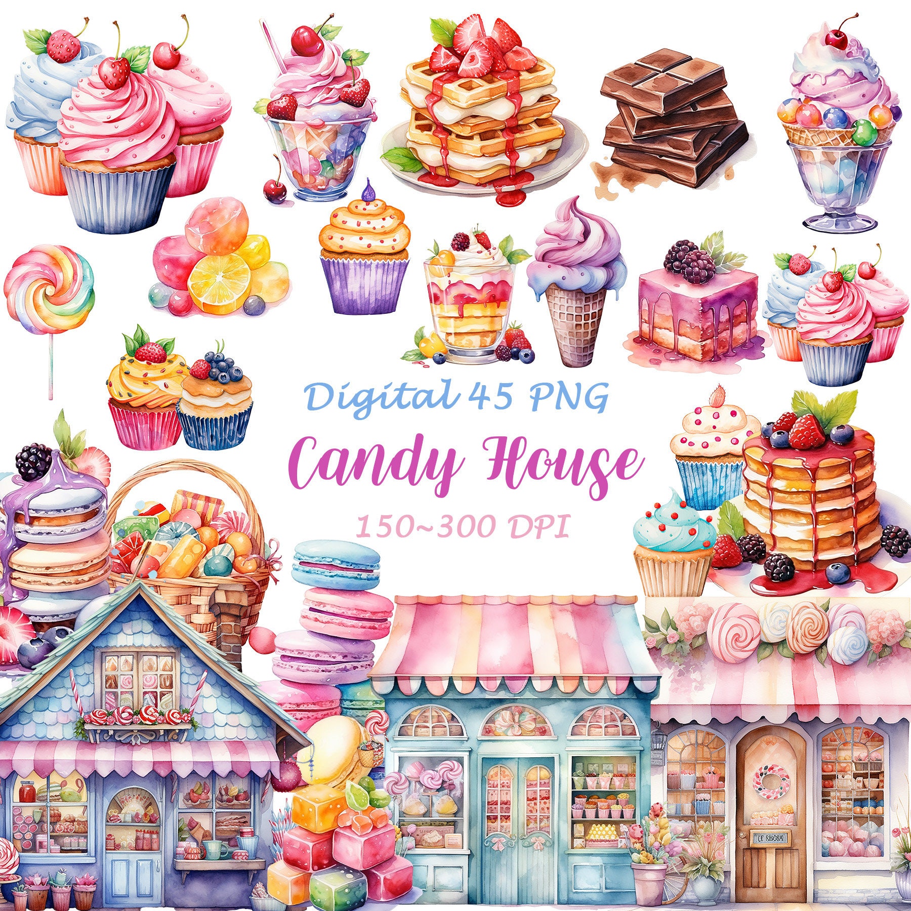 Watercolor Cake Clipart, High-quality Pngs, Cakes Candy Clipart, Bakery ...