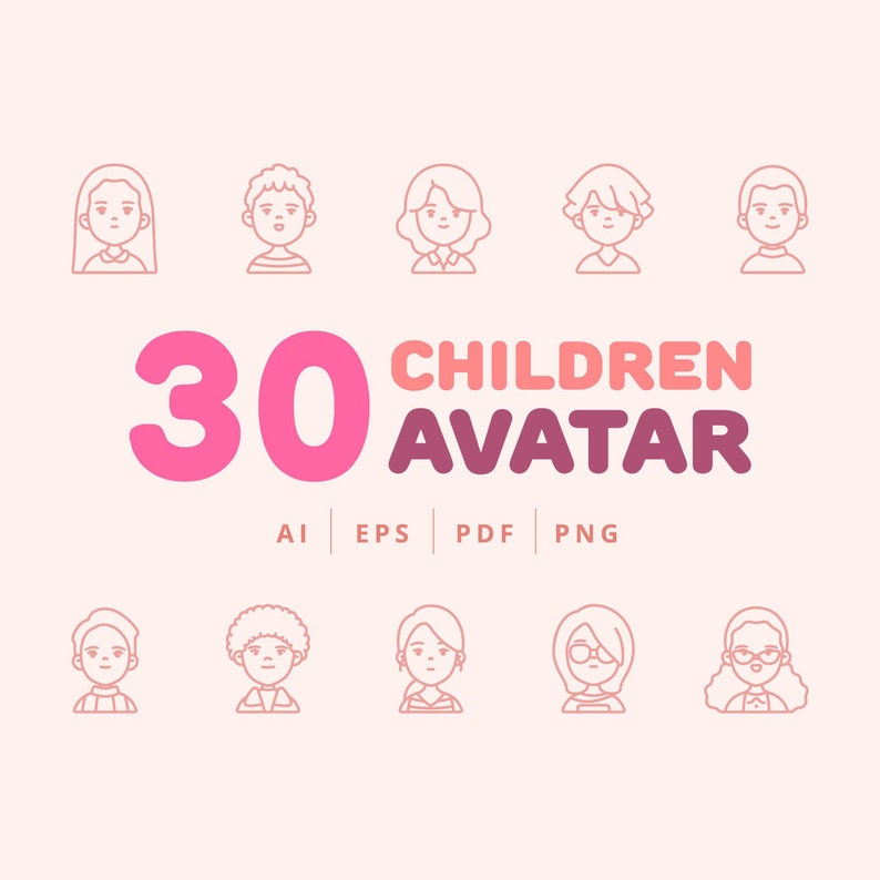 30 Kids Createable Vectors 4 Style PNG, EPS, PDF Kids Clipart, Children ...