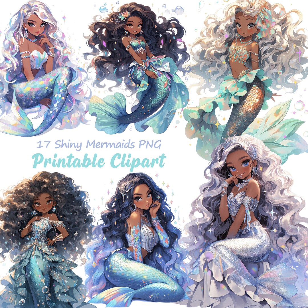 Princess Mermaid Clipart, Fashion Girls PNG (digital Download) - Etsy