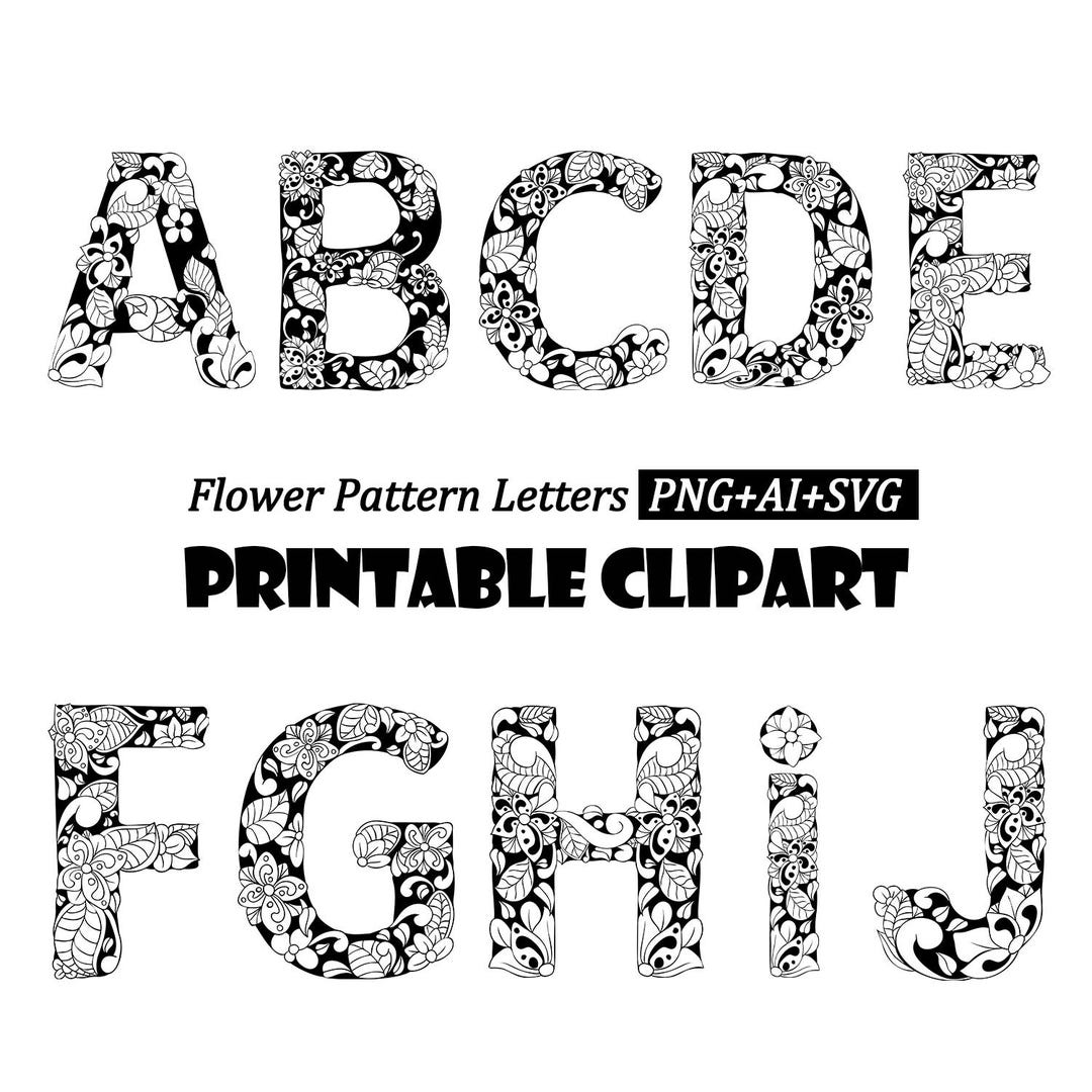 Letter PNG Bundle Set, Flowers Letters, Printable Vector 26 Letters ...