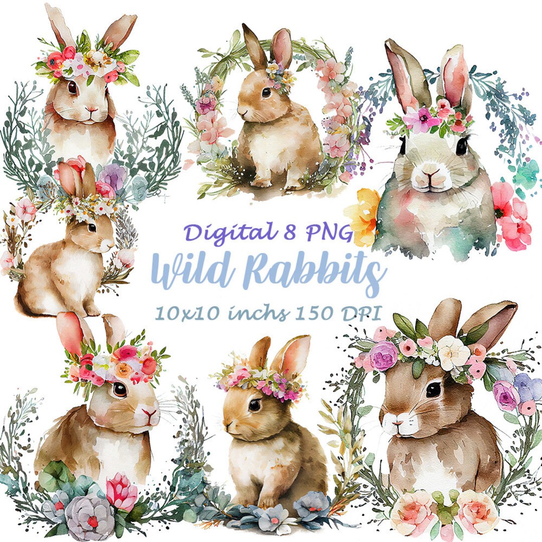 Bunnies Flowers PNG, Digital Planner Stickers, Goodnotes Planner ...