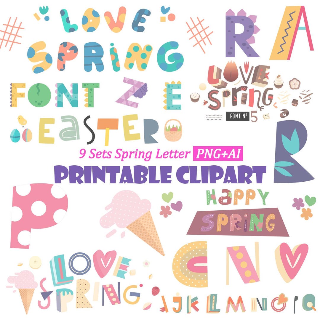 Letter PNG Bundle Set, Spring Designer Letters, Printable Vector 26 ...