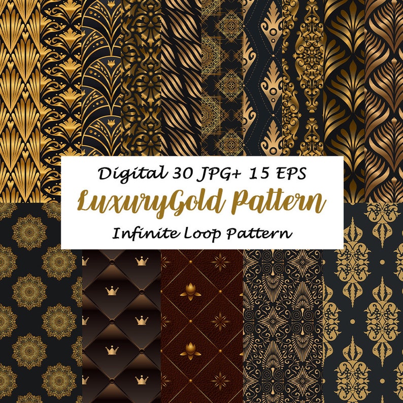 Black and Gold Foil Pattern, Luxury Digital Paper (digital Download) - Etsy