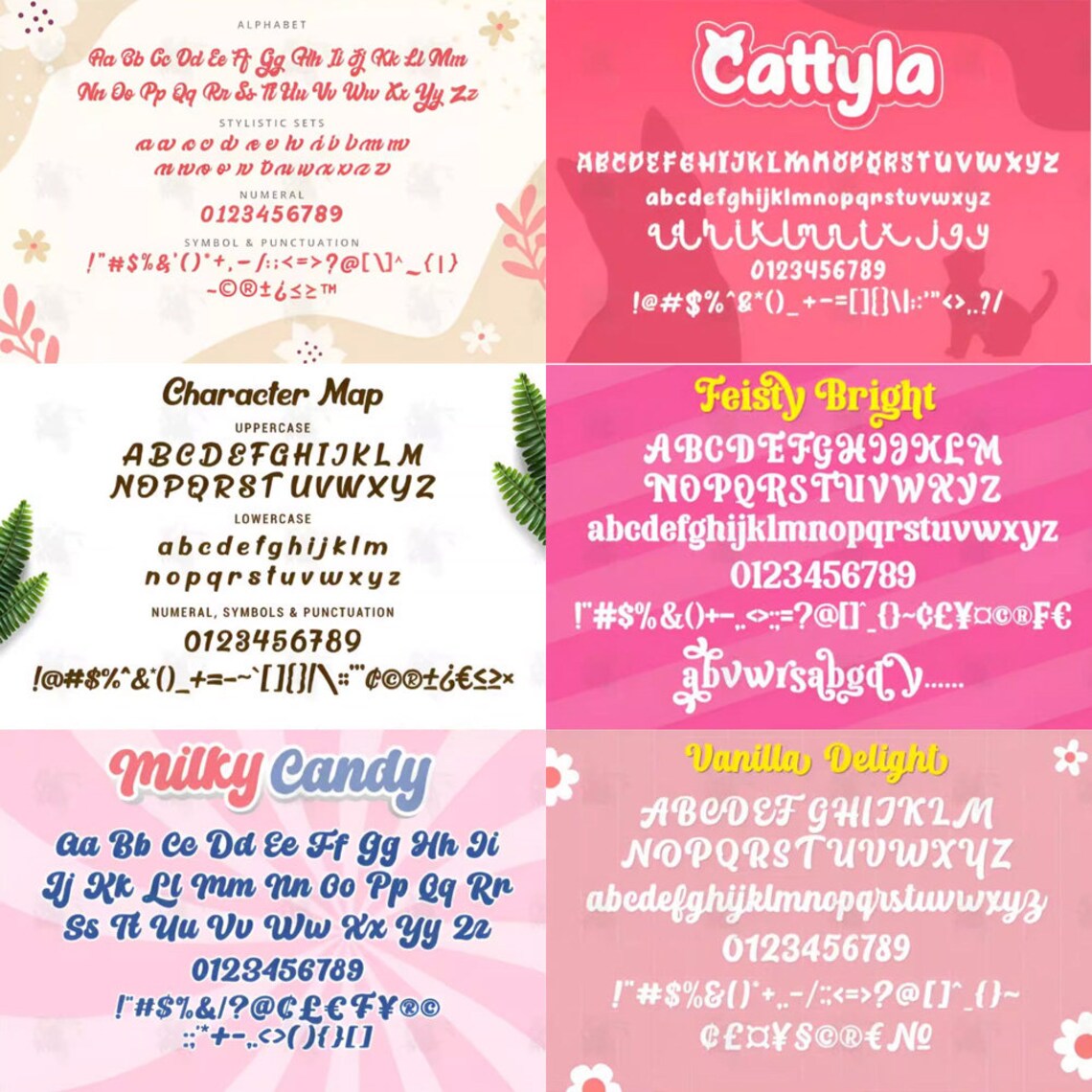 Cute Cartoon Font Bundle Best Collection, American Retro English Font ...