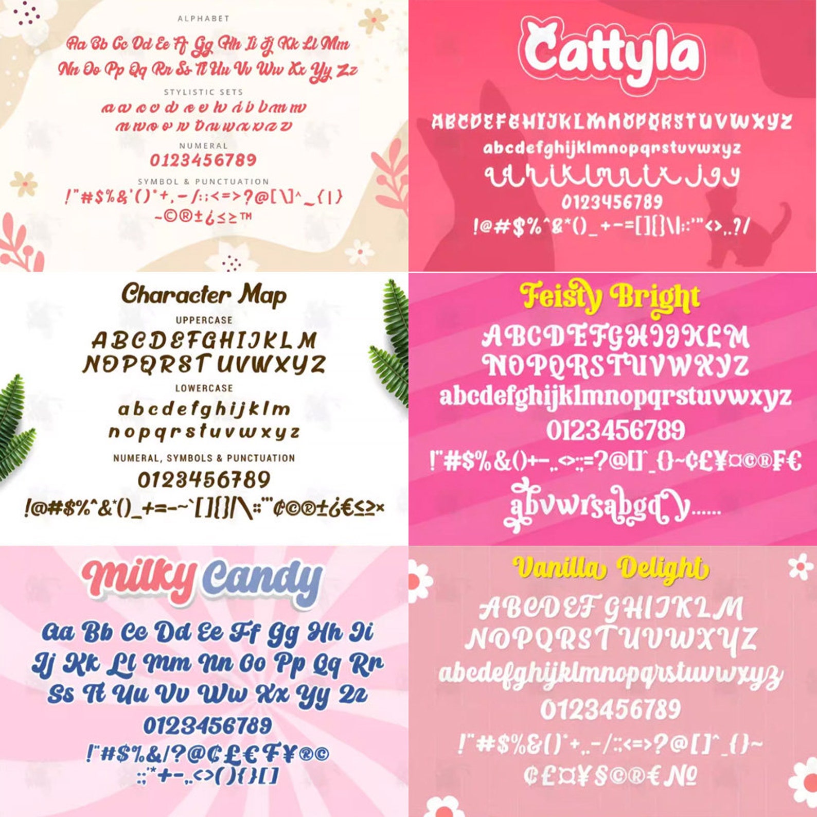 Cute Cartoon Font Bundle Best Collection, American Retro English Font ...