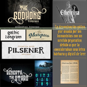 20 Gothic Font Bundle, Calligraphy & Cursive (TTF/OTF) Commercial Use ...
