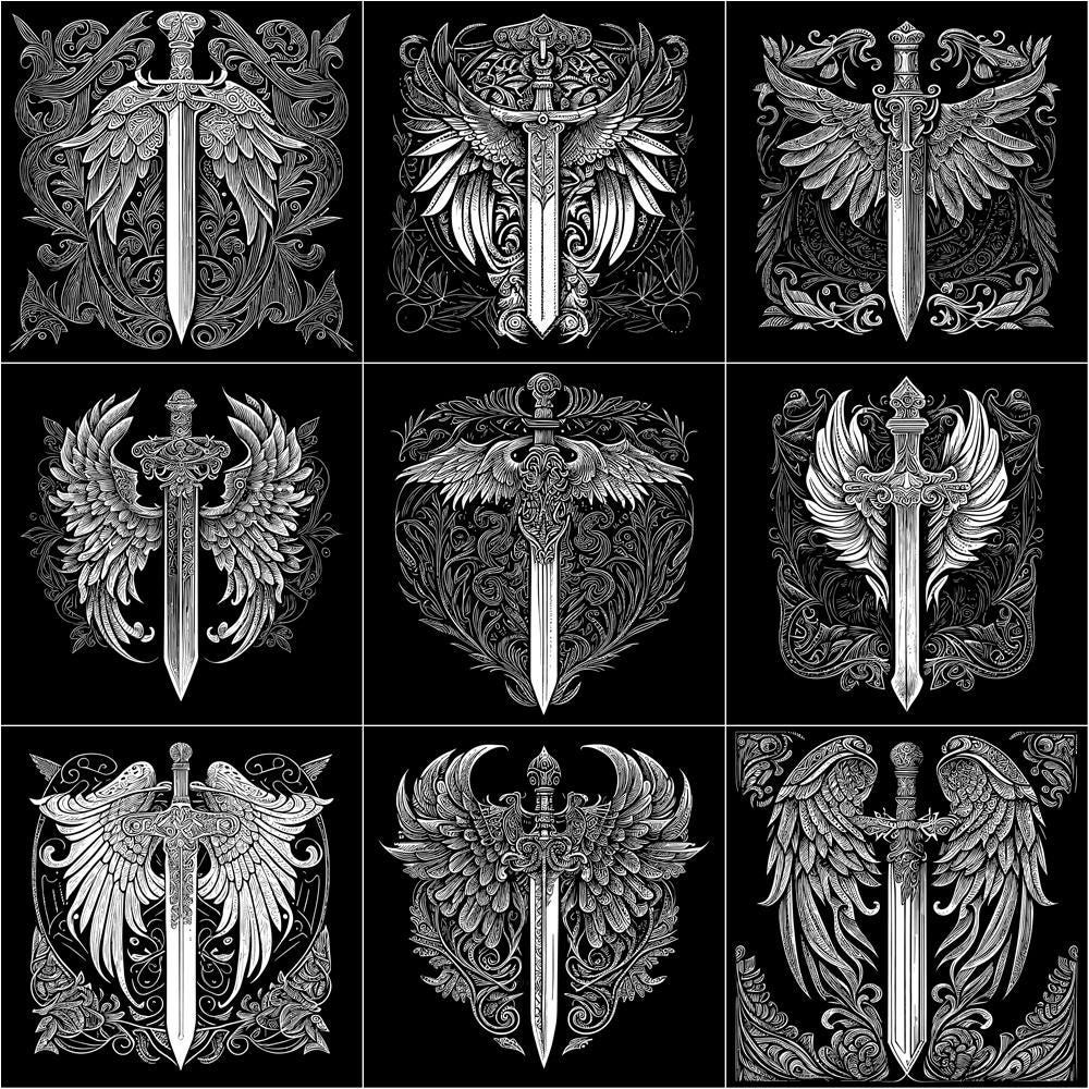 Angel Wing Sword Clipart, Mandala Vector Art (digital Download) - Etsy