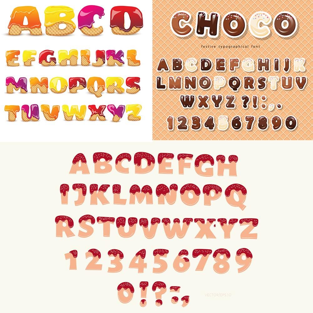 Sweet Food Letters PNG Clipart Bundle, Party Design (digital Download ...