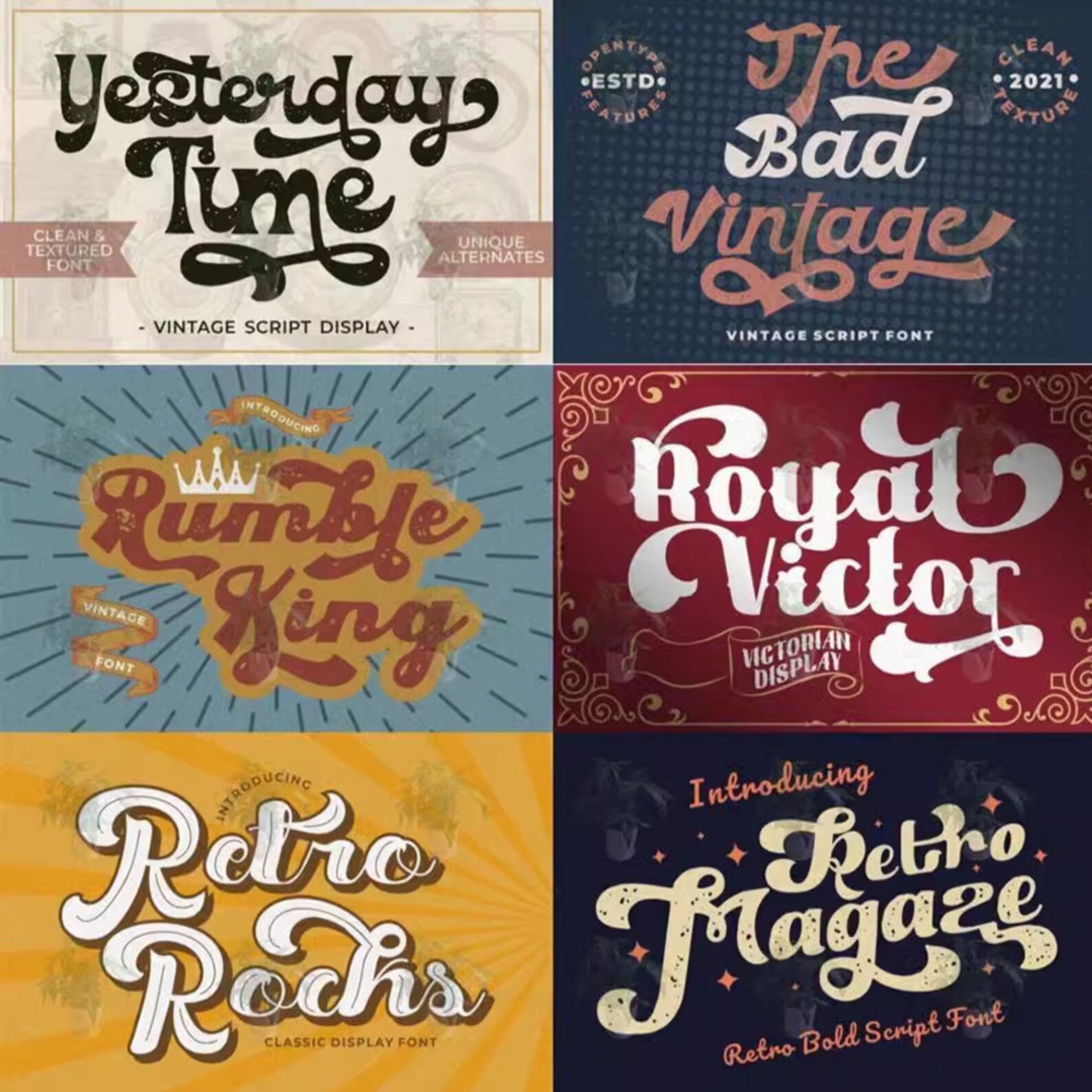 Modern Retro Font Bundle Best Collection, Vintage and Tattoo Font, Old ...
