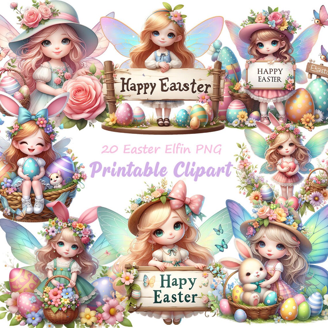 Easter Baby Elfin Clipart PNG, Watercolor Easter Clipart, Cute Baby ...
