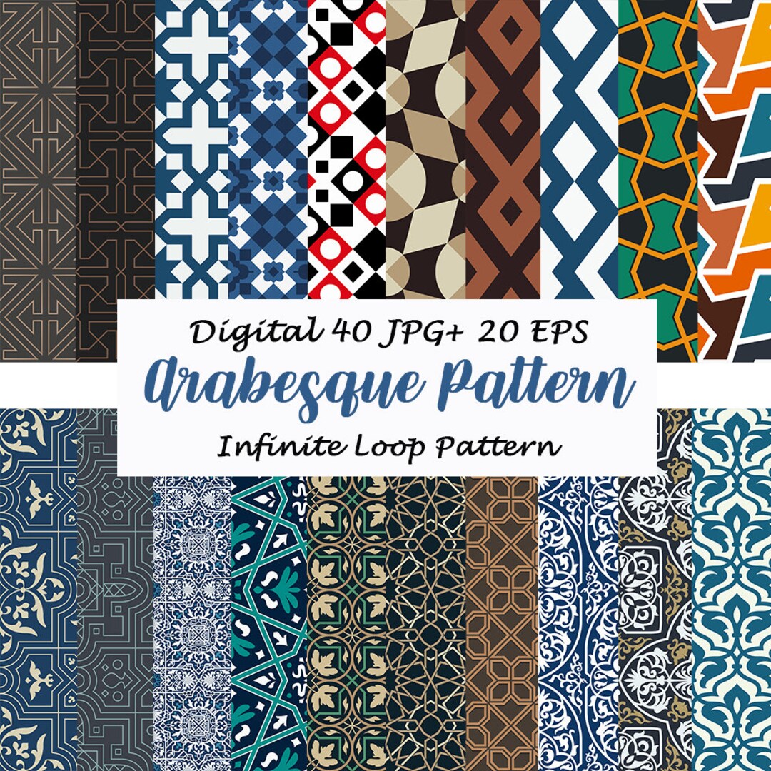 Arabesque Digital Paper, Moroccan Tile Seamless Patterns (digital ...