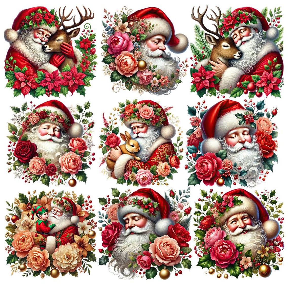 Christmas Santa Claus Clipart, Holiday PNG Graphics (digital Download ...