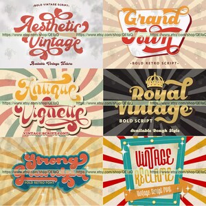 Modern Retro Font Bundle Best Collection, Vintage and Tattoo Font, Old ...