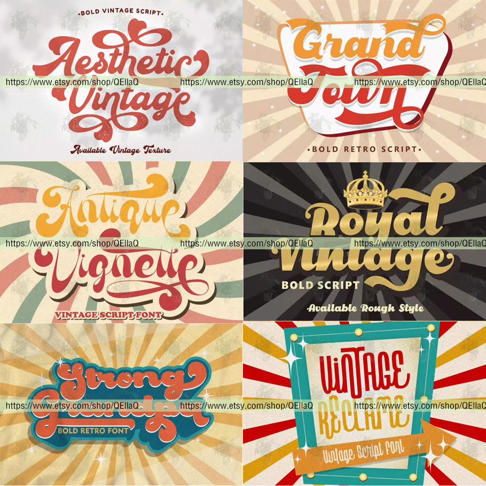 Modern Retro Font Bundle Best Collection, Vintage and Tattoo Font, Old ...