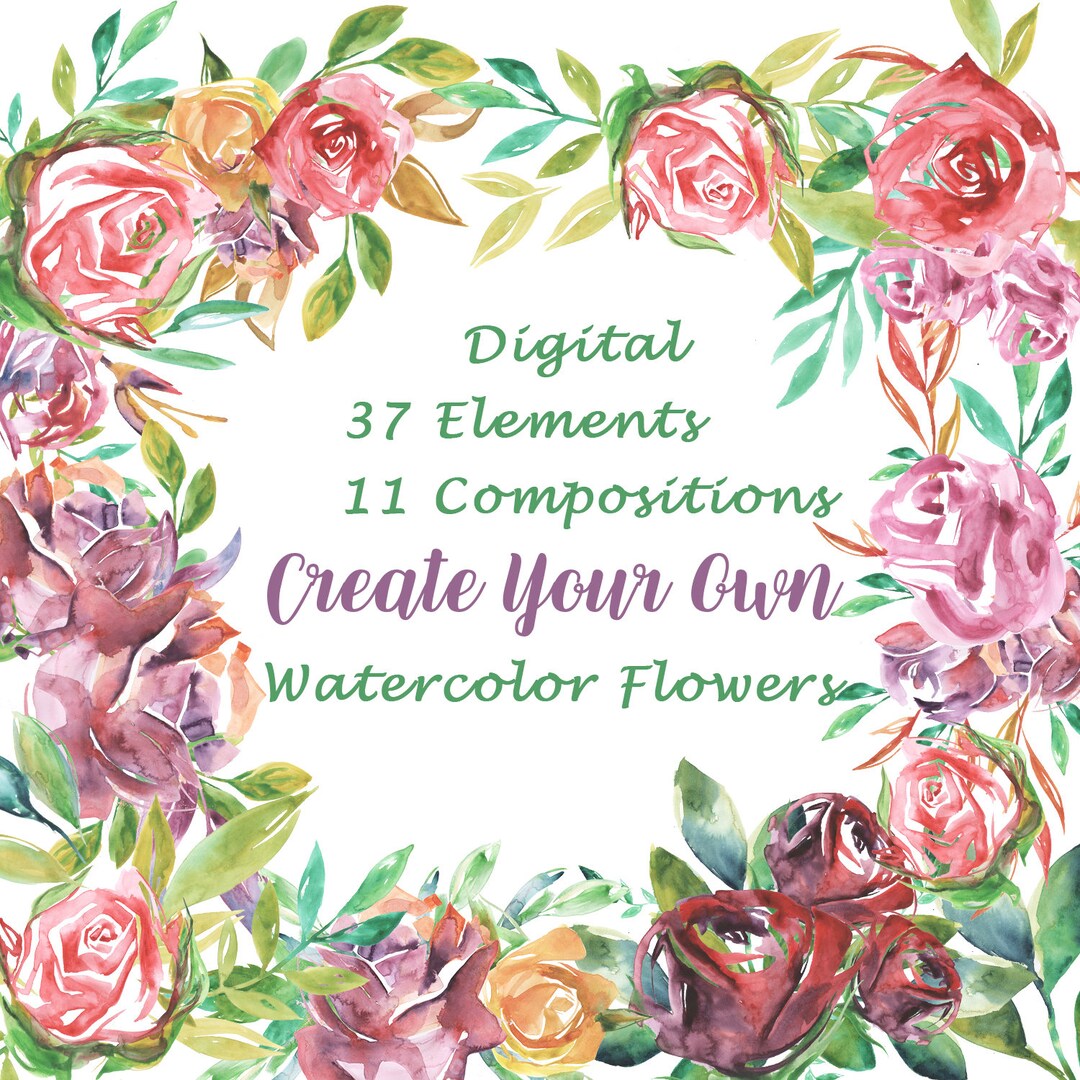 Digitalhigh Quality PNG Files Createable Hand Drow Rose Flowers, Wild ...