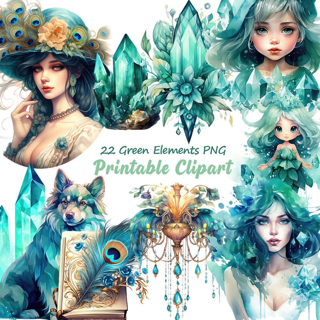 Green Magic Crystal Jewelry Queen Craft Bundle, Emerald Peacock Feather ...