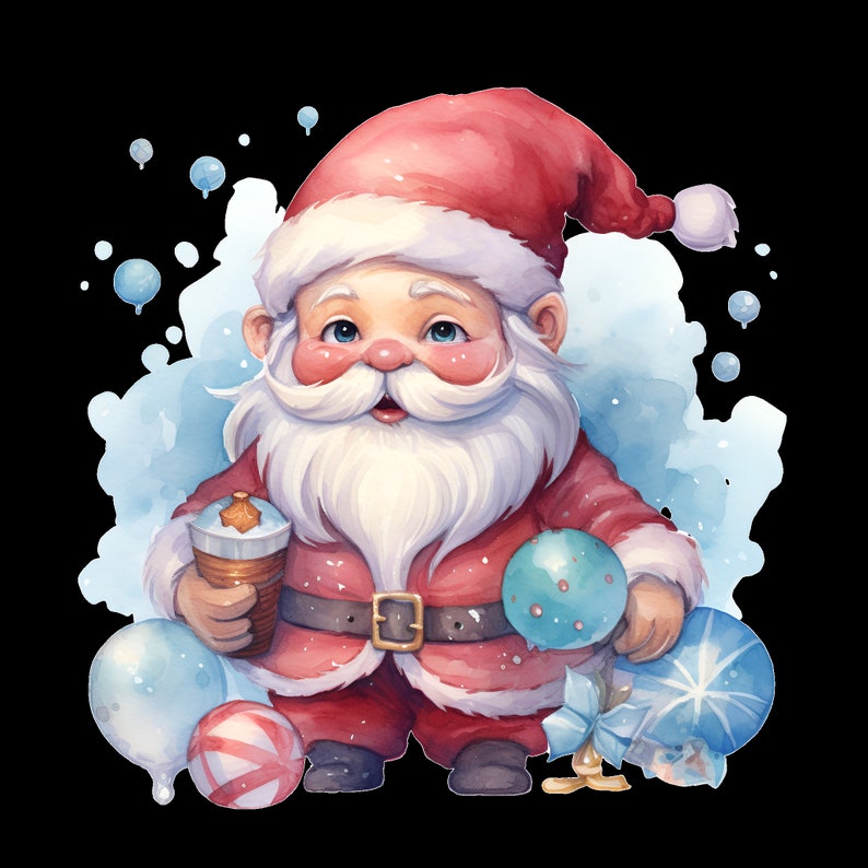 Cute Santa Clipart, Santa Claus Art, Christmas Girl, Winter Flowers ...