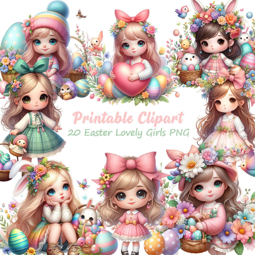 Easter Baby Girl Clipart, Watercolor Princess PNG (digital Download) - Etsy
