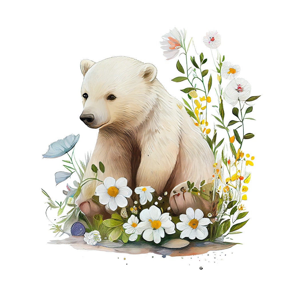 Watercolor Polar Bear Clipart, PNG, Commercial Use, Digital Download ...