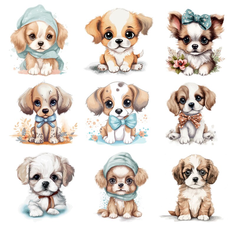 Watercolor Dog Clipart, Puppy PNG, Cute Poppy Clipart, Baby Dog Digital ...