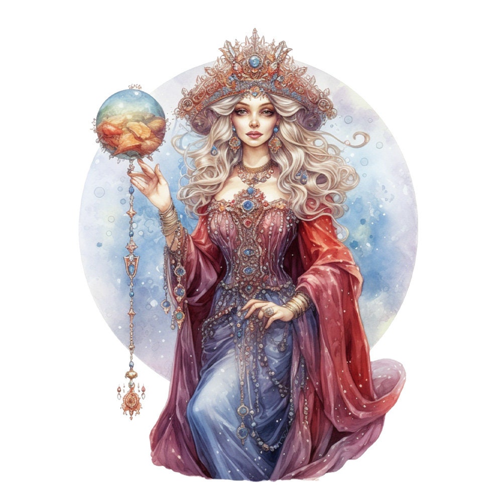 Watercolor Celestial Witch Clipart, Witch Clip Art PNG, Witch Bundle, Witchcraft PNG, Celestial ...