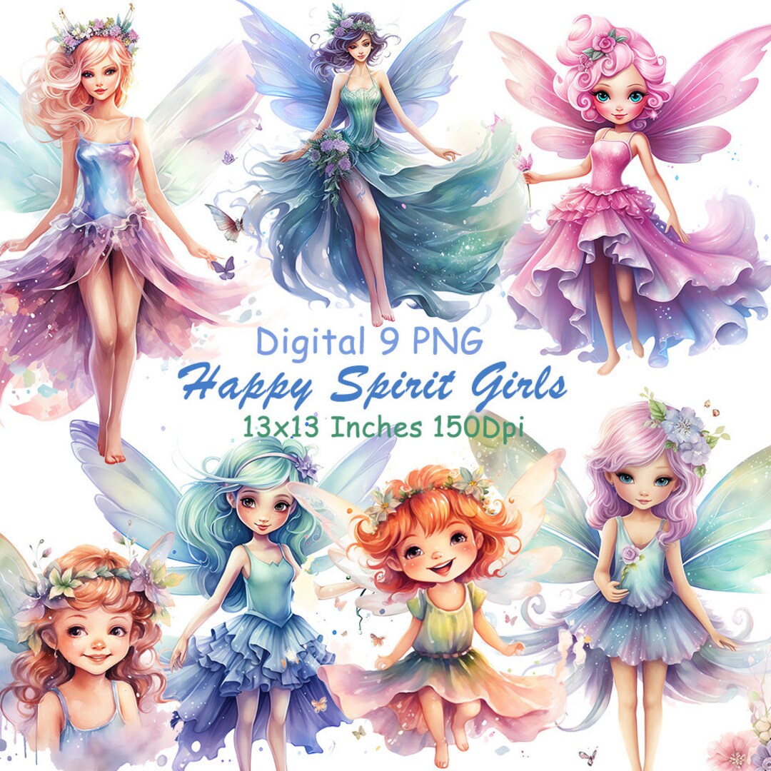 Watercolor Forest Elf Princess Clipart, Digital Sticker for Designers ...