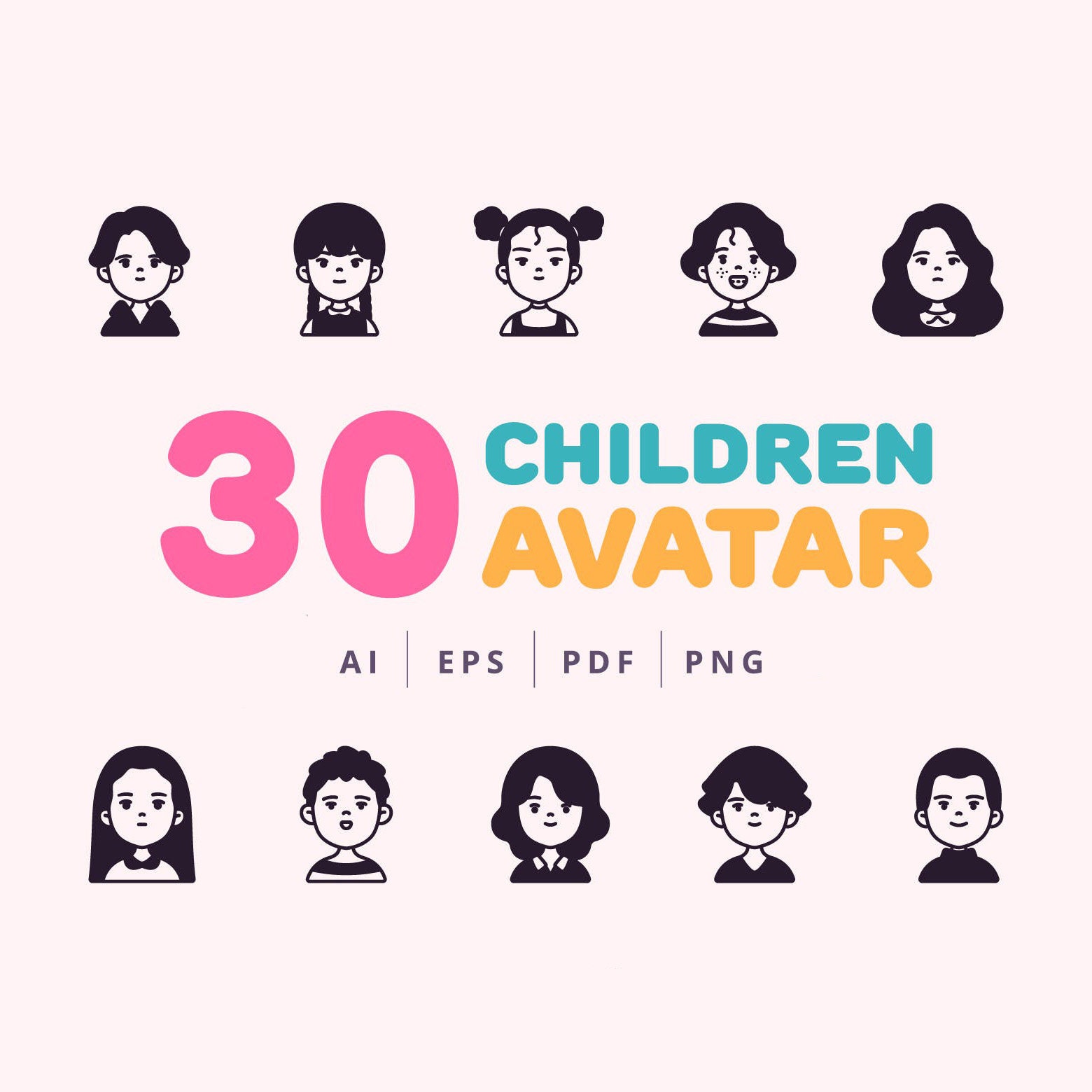 30 Kids Createable Vectors 4 Style PNG, EPS, PDF Kids Clipart, Children ...