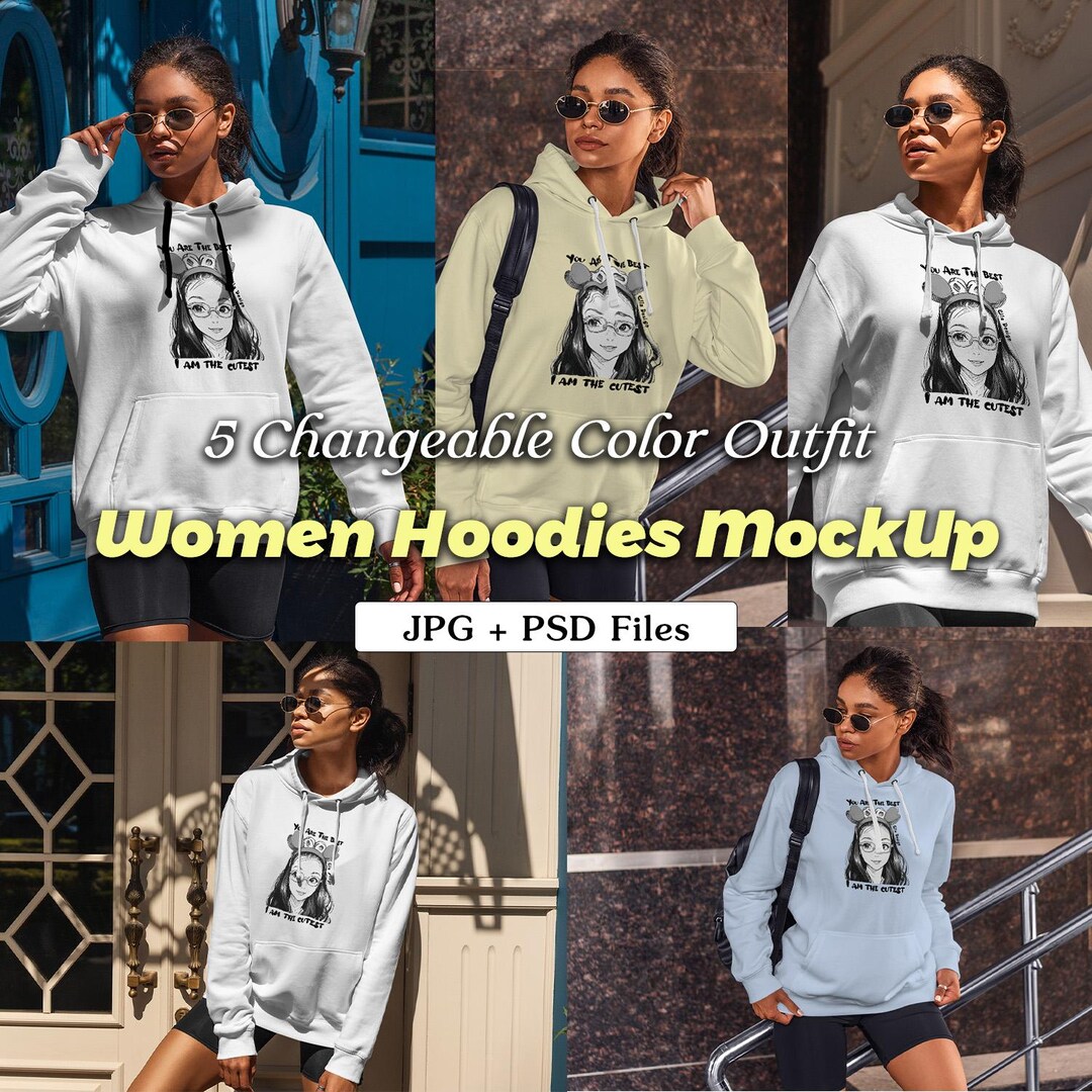 Hoodies Mockup Bundle, Model Mockup, PSD Changeable Women College ...