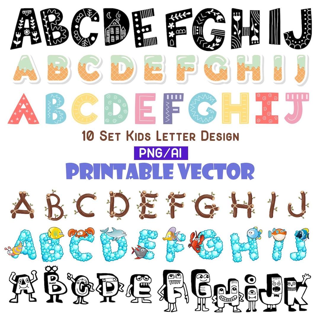 Letter PNG Bundle Set, Cute Baby Story Book Letters, Printable Vector A ...