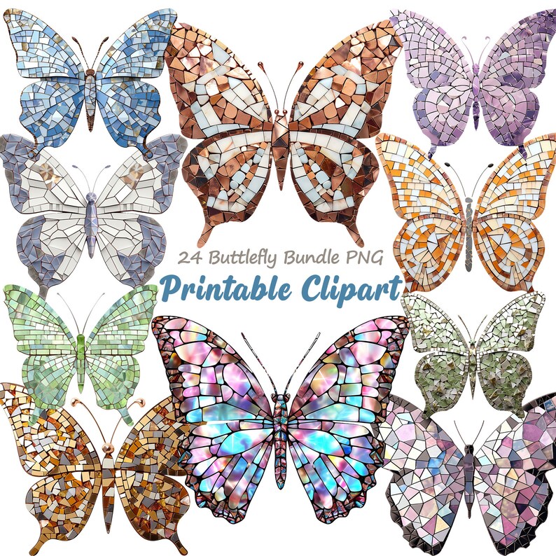 Stained Glass Butterfly Clipart Collection, Vintage Butterfly ...