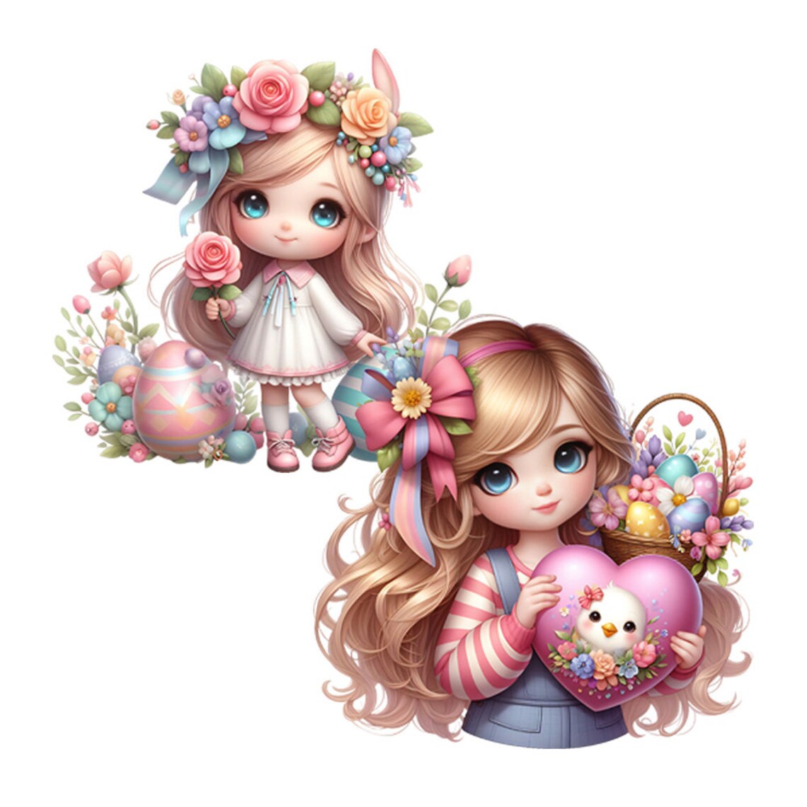 Easter Baby Girls Clipart PNG, Watercolor Easter Clipart, Pink Baby ...