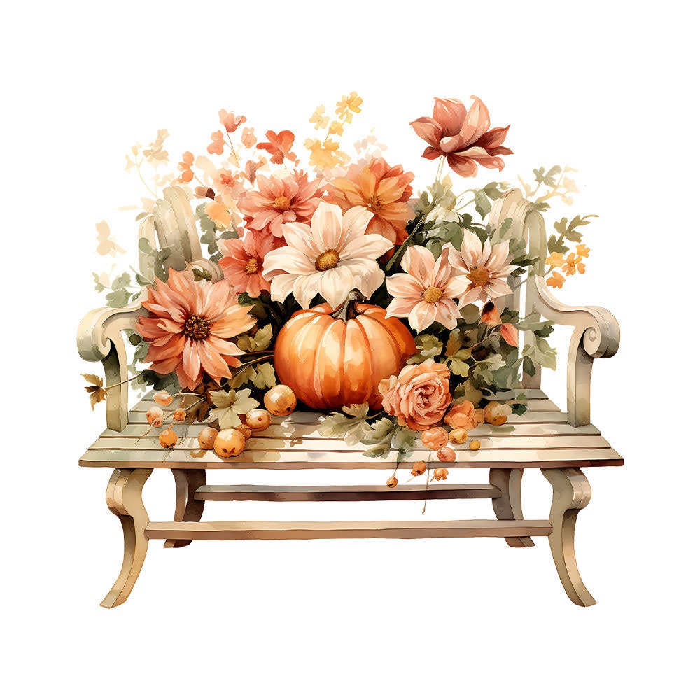 AUTUMN Garden Watercolor Clipart Bundle, Autumn Flowers Store Clipart ...