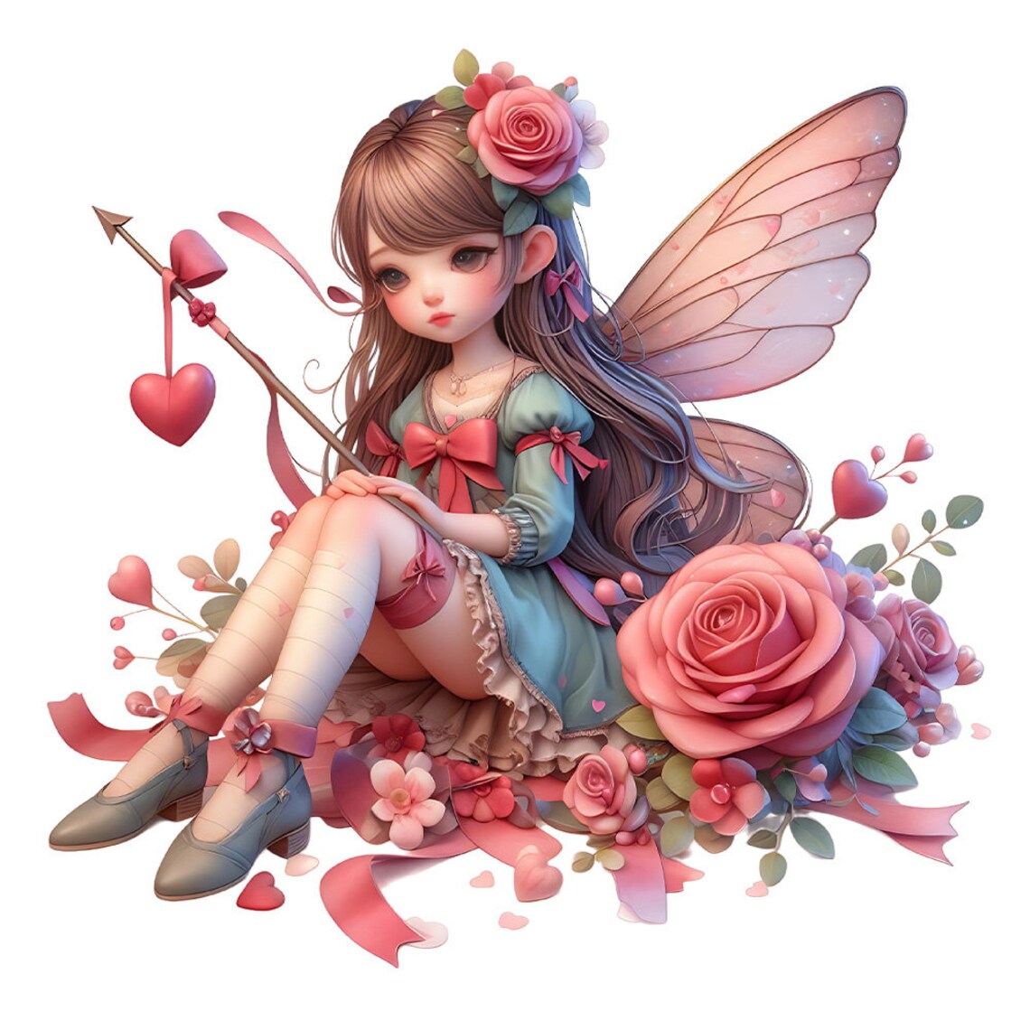 Romantic Valentine's Day PNG, Angels Girls Digital Clipart, Retro ...