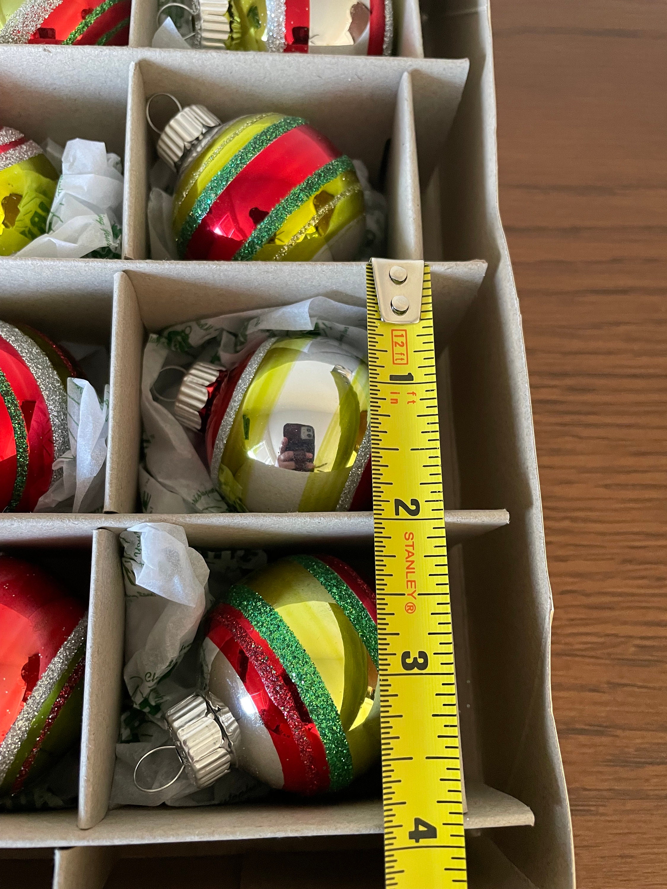 Shiny Brite Christopher Radko 12 Mini Glass Glitter Christmas Ornaments ...