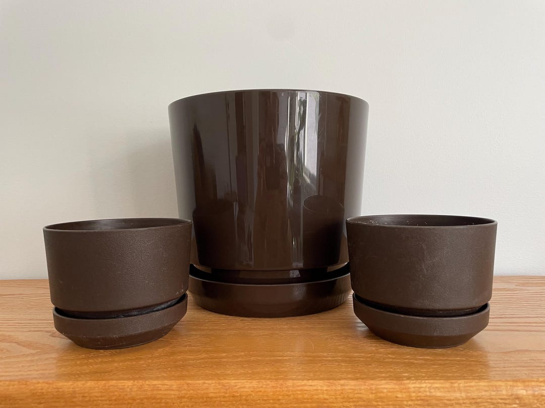 Vintage Duraco Brown Plastic Planters Pots Set of 3 One Large & Two ...