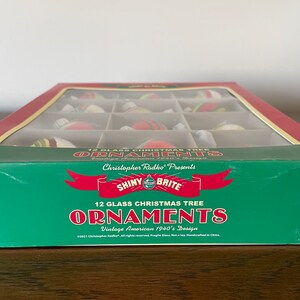 Shiny Brite Christopher Radko 12 Mini Glass Glitter Christmas Ornaments ...