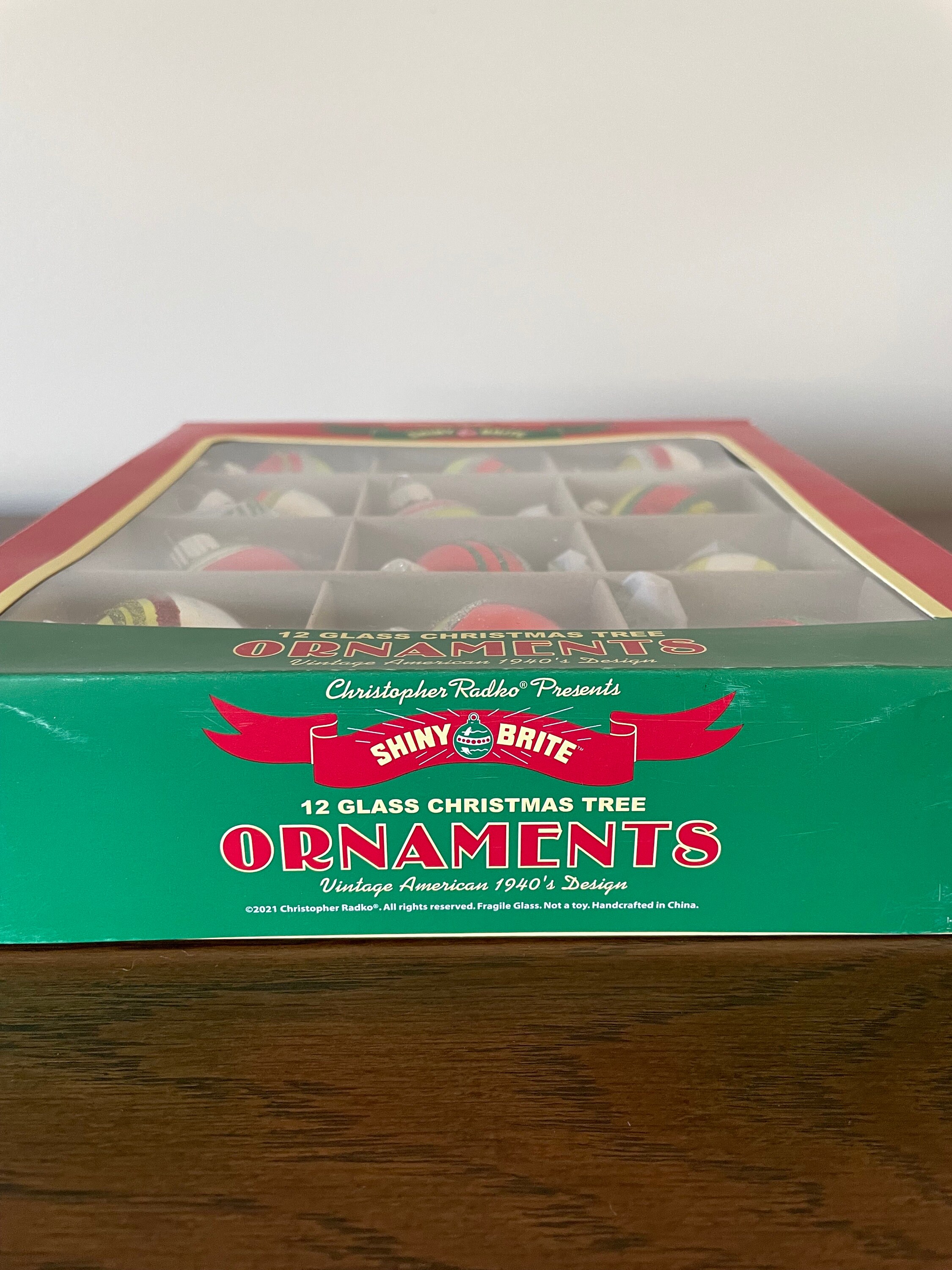 Shiny Brite Christopher Radko 12 Mini Glass Glitter Christmas Ornaments ...