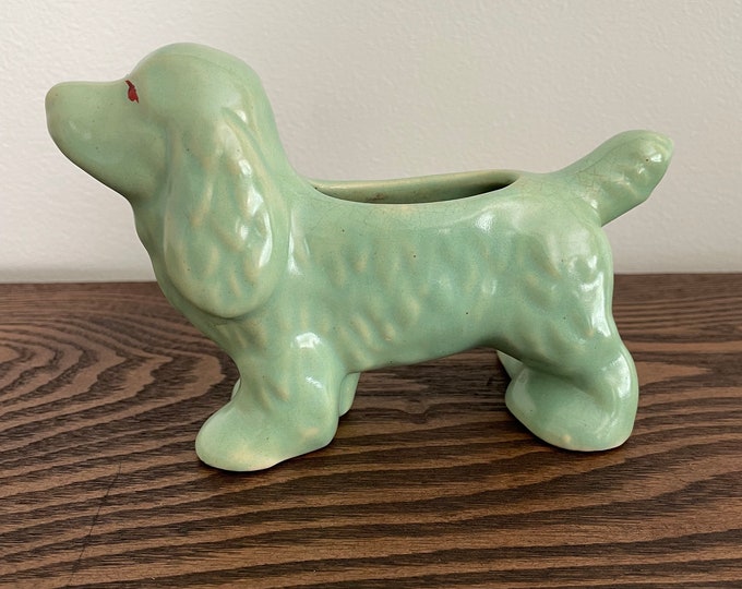 Vintage Mccoy Aqua Dog Pottery Planter Spaniel Planter Retro Plant Pot ...