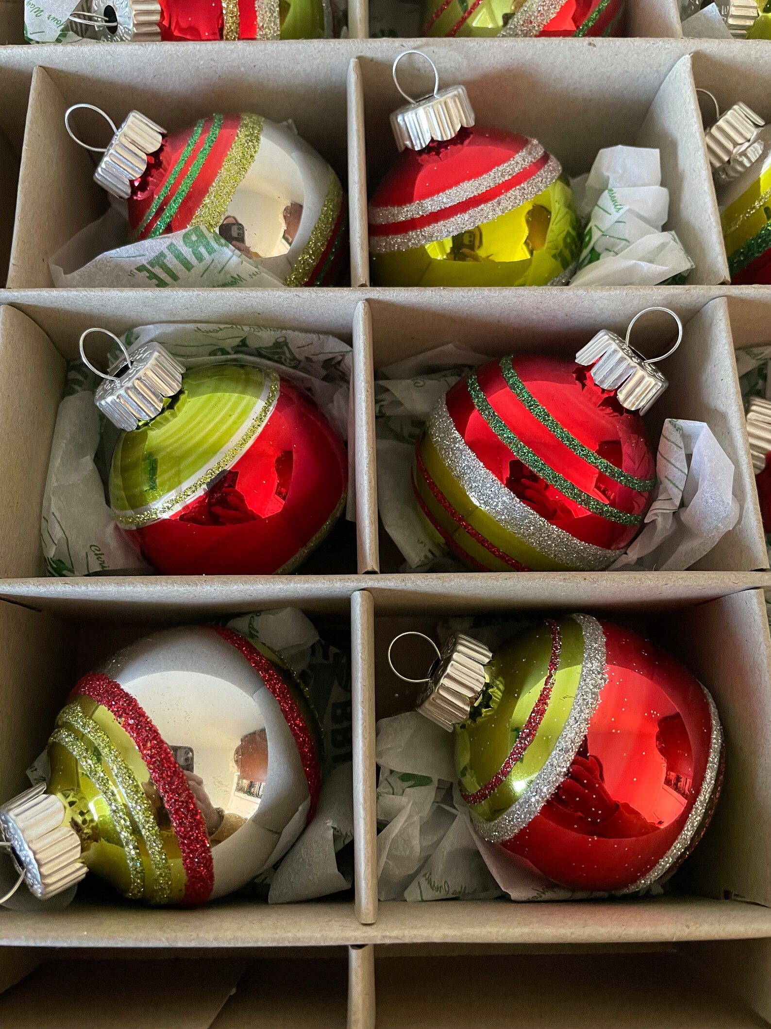 Shiny Brite Christopher Radko 12 Mini Glass Glitter Christmas Ornaments ...