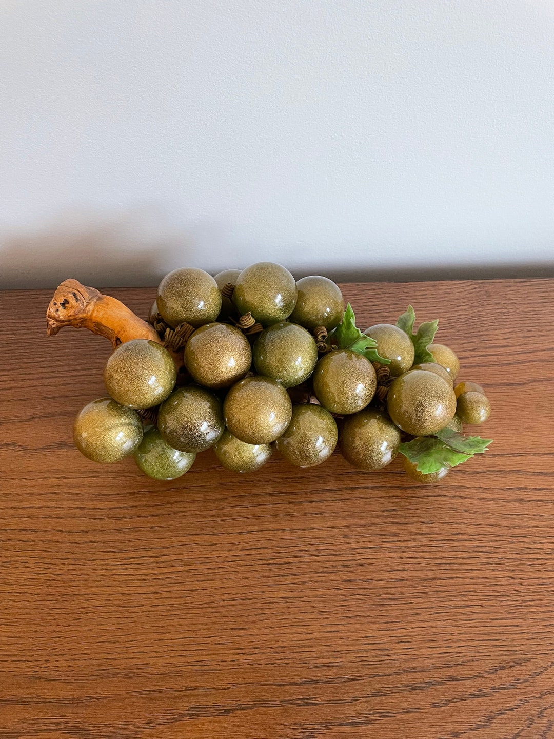 Vintage MCM Lucite Gold Glitter Grapes on Driftwood Mid Century Modern ...