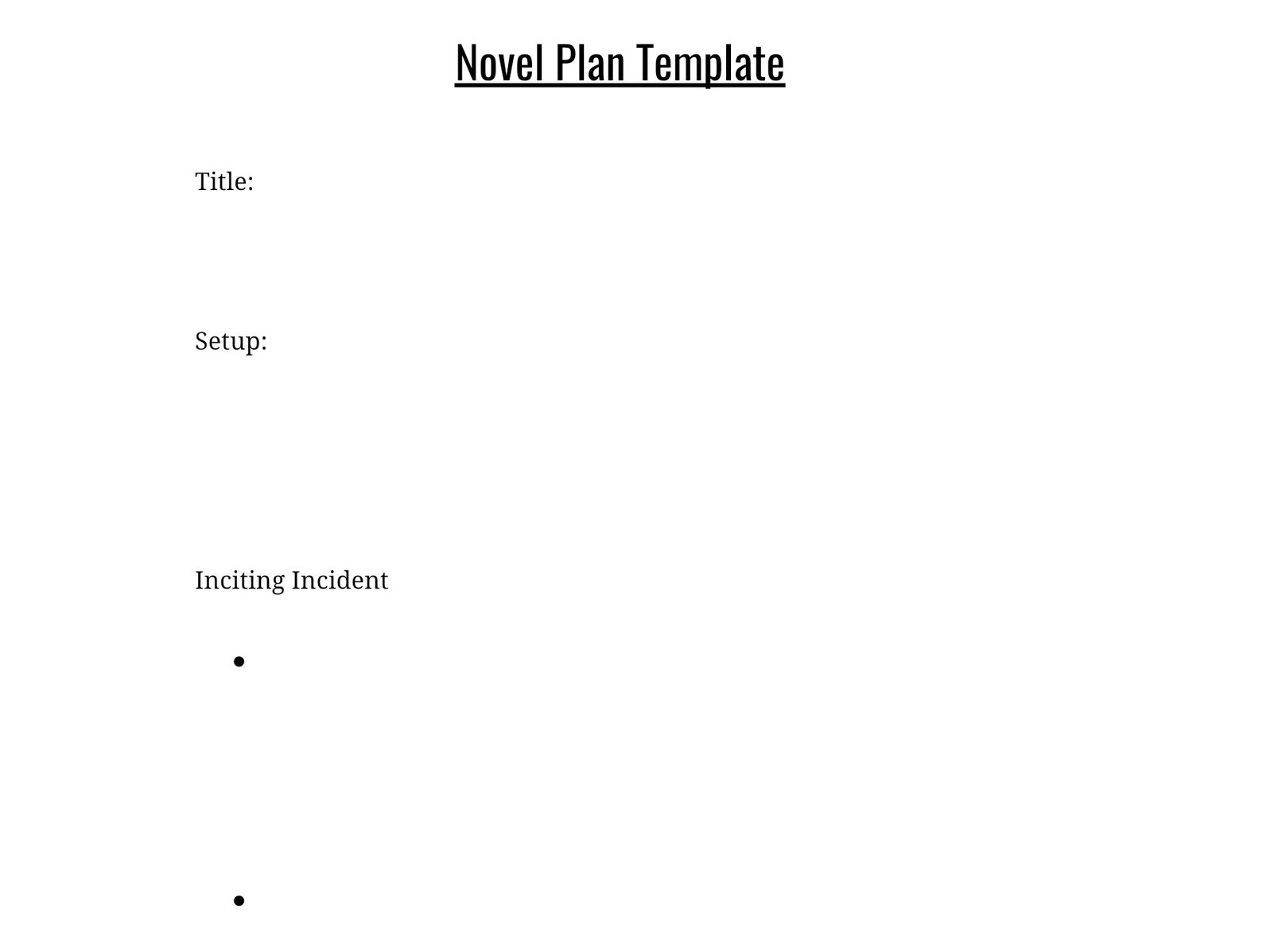 Novel Plan Template Printable Download - Etsy