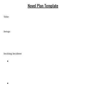 Novel Plan Template Printable Download - Etsy