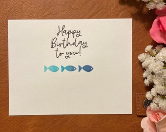 Printable Fish Happy Birthday Card, Fish and Flora B-day Card - Etsy