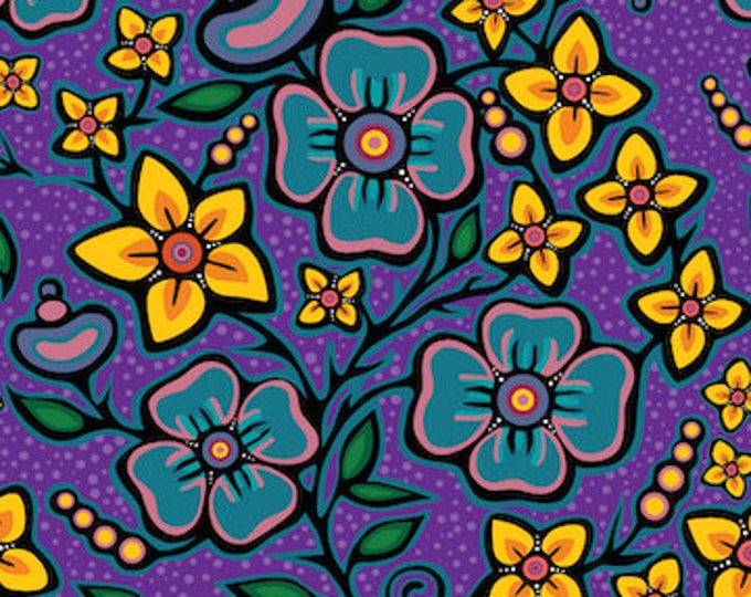 Jackie Traverse Ojibway Florals Cotton 60" Wide- First Nations Fabric ...