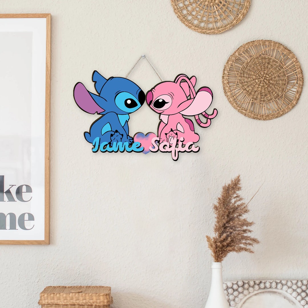 Personalized Stitch and Angel Couple Name Sign Stitch Couple - Etsy